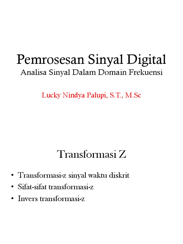 Pemrosesan Sinyal Digital (VII) - 1-1 | PDF