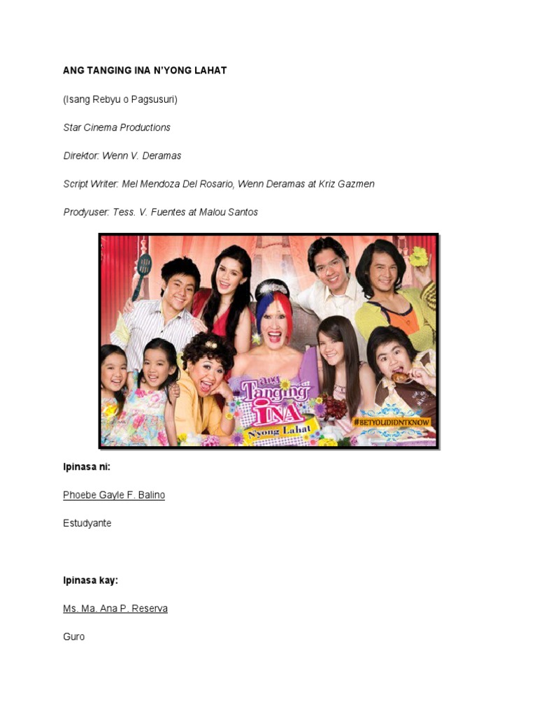 Ang Tanging Ina Nyong Lahat | PDF
