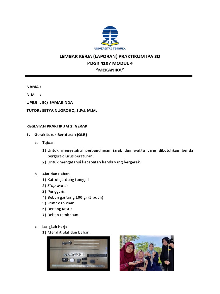 Modul 4 KP 2 - Gerak Lurus Beraturan (GLB) | PDF | Metode & Bahan Ajar | Sains & Matematika