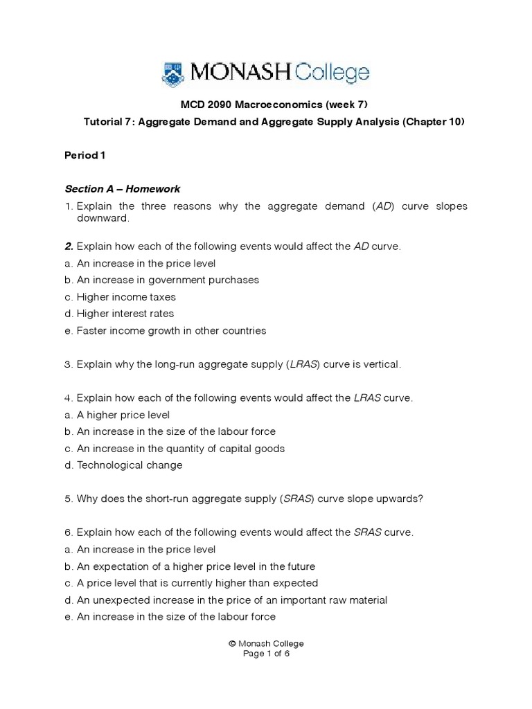 MCD 2090 Tutorial Questions T7-Wk7 | PDF | Long Run And Short Run ...
