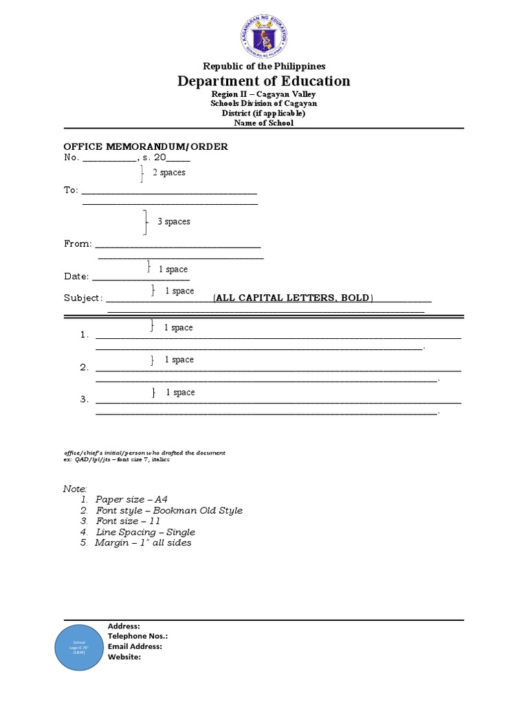 Office Memorandum Template for Schools | PDF