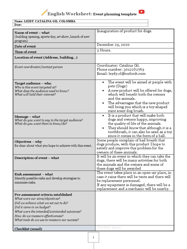Event-Planning Template, Worksheet 7 | PDF | Business