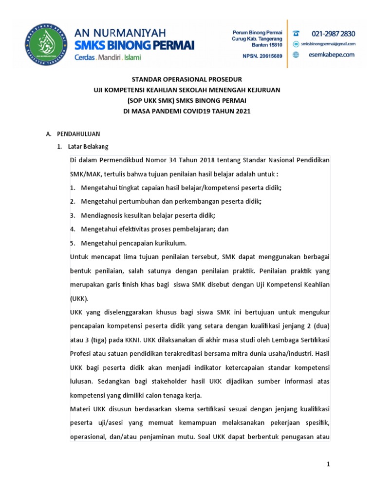 Sop Ukk 2021 | PDF | Karier & Perkembangan | Pengelolaan Keuangan & Uang