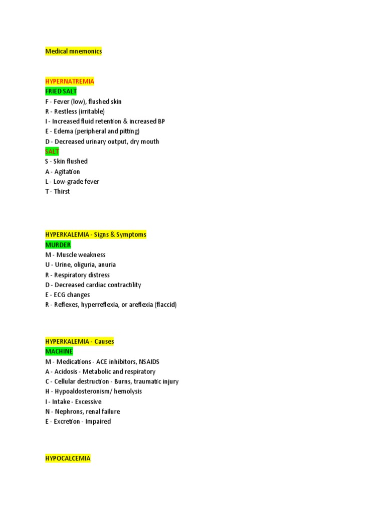 Medical Mnemonics | PDF