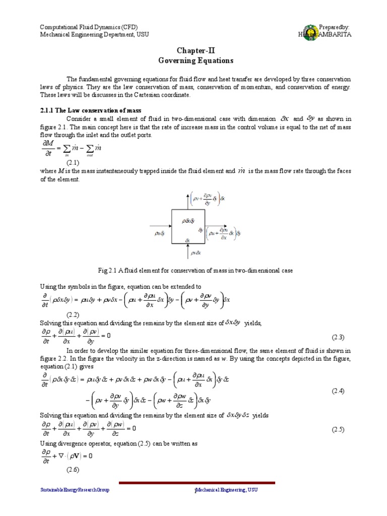 Governing Equations of Fluid Dynamics: Derivations of the Continuity ...