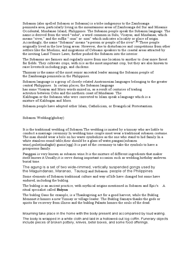 The Traditions and Culture of the Subanon People: Exploring the ...