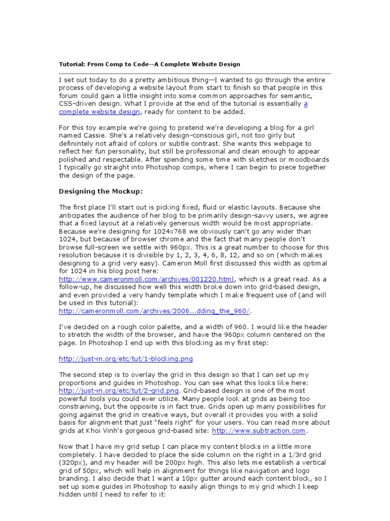 A Complete Website Design: Designing The Mockup | PDF | Html ...