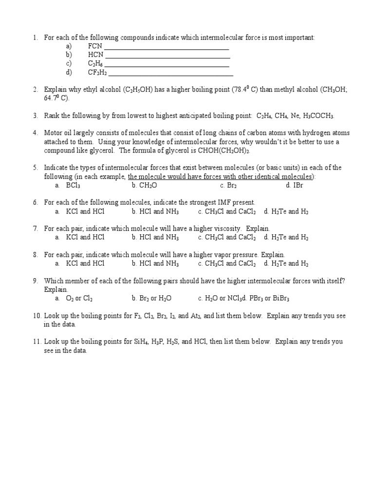 IMF Review | PDF | Intermolecular Force | Chemistry
