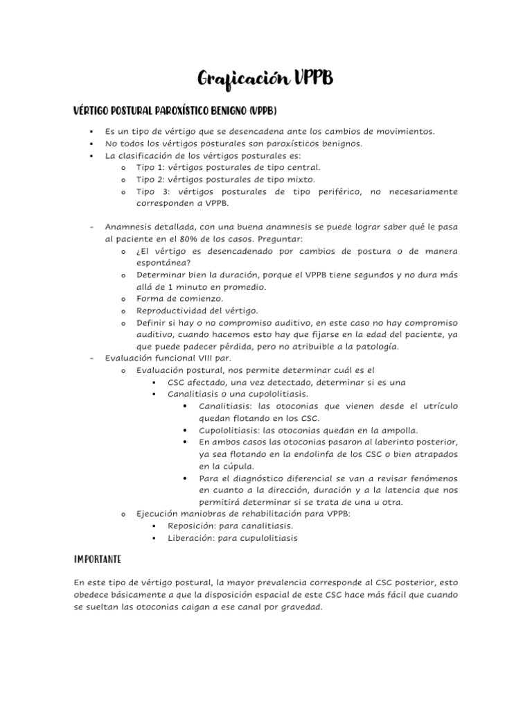 Diagnóstico VPPB: Canalitiasis vs Cupulolitiasis | PDF | Vértigo ...