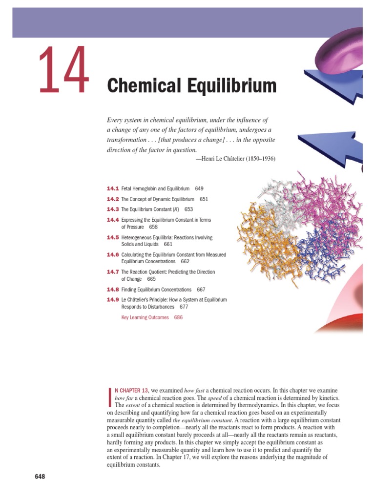 Chemical Equilibrium: 14.1 14.2 14.3 14.4 14.5 14.6 14.7 14.8 14.9 Key ...