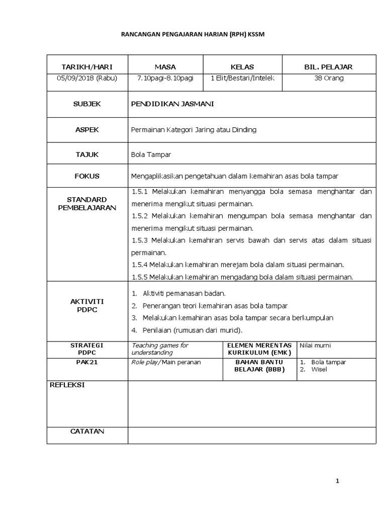 Rancangan Pengajaran Harian (RPH) KSSM: Strategi PDPC Elemen Merentas ...