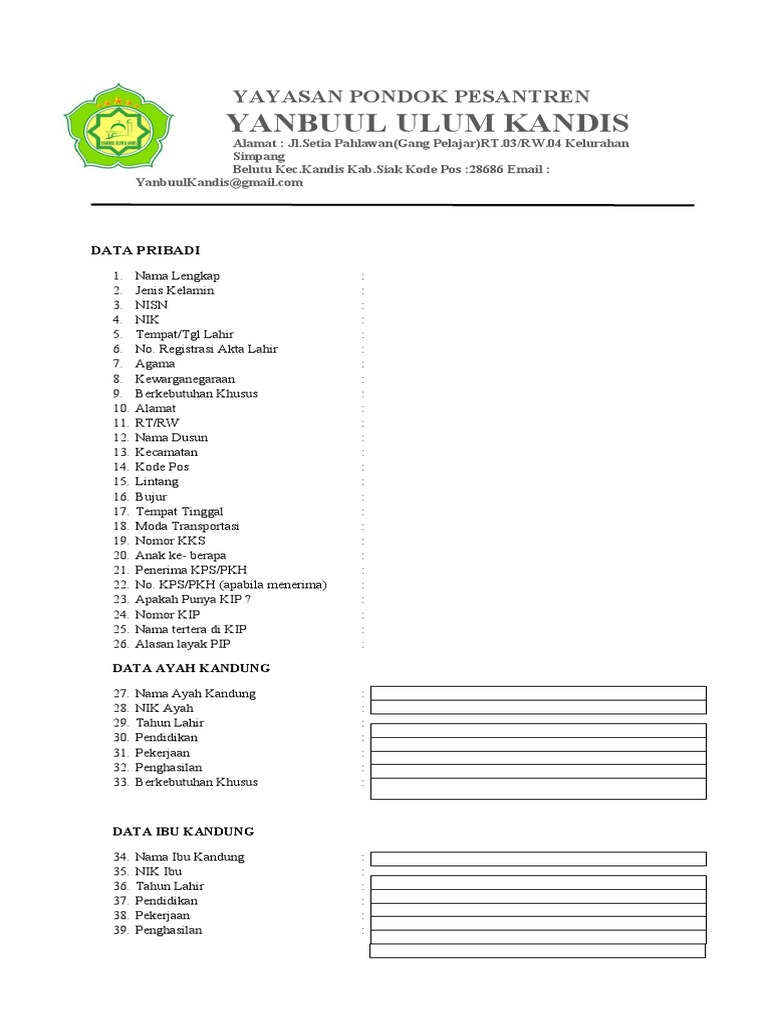 PERSONAL DATA FORM | PDF