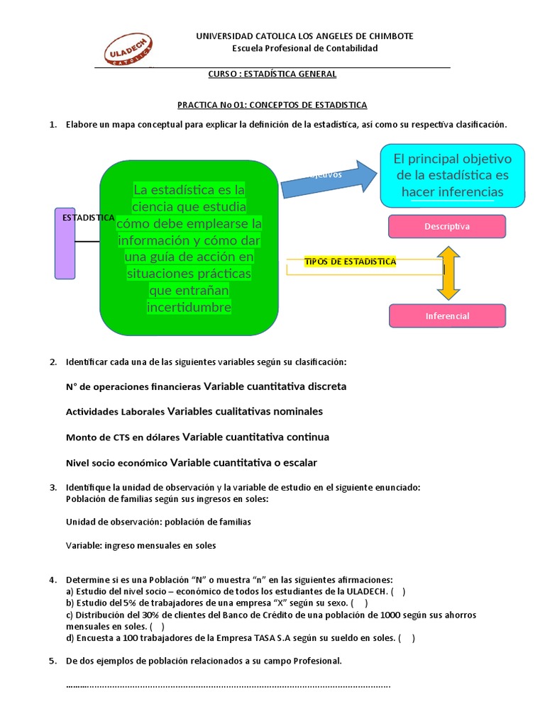 Practica No 01 Conceptos Estadistica Contabilidad | PDF | Estadísticas ...
