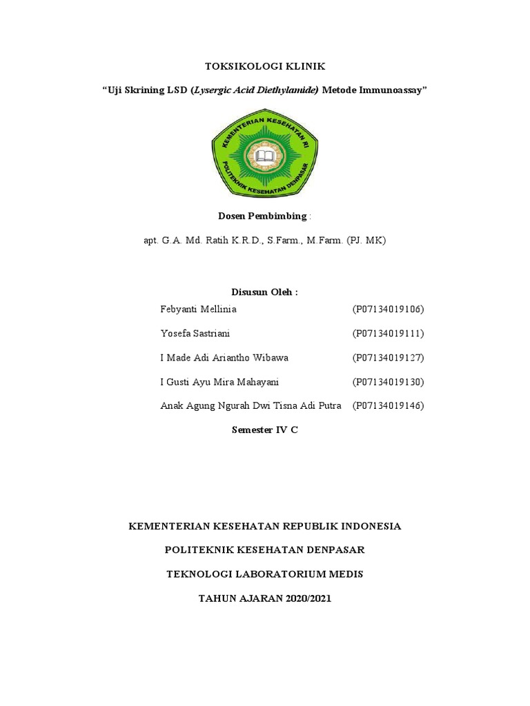 UJI SKRINING LSD (Lysergic Acid Diethylamide) - IVC - KELOMPOK ...