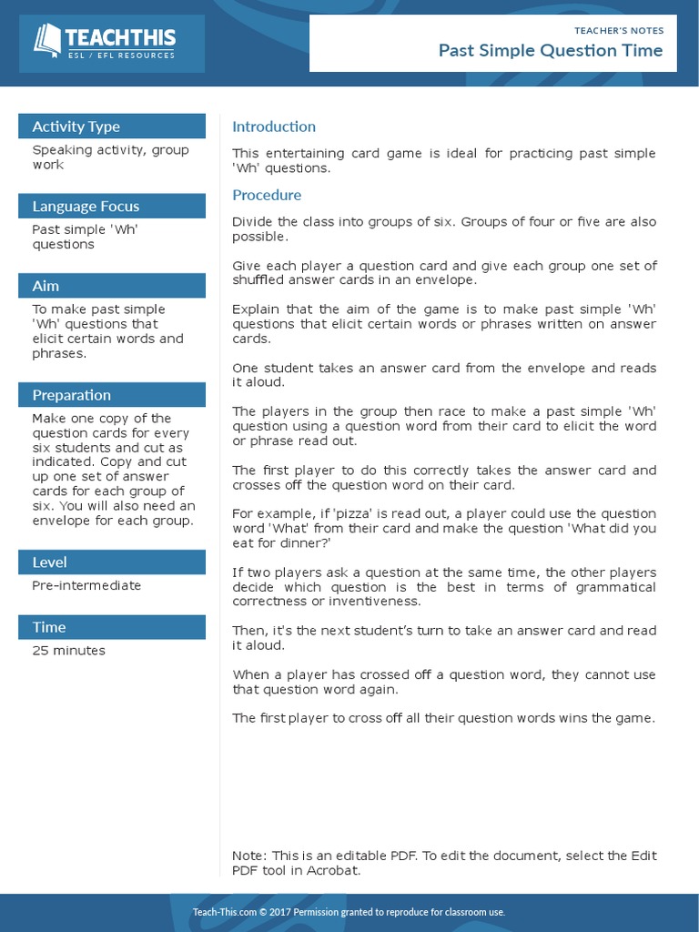 Past Simple Question Time | PDF | Question | Grammar