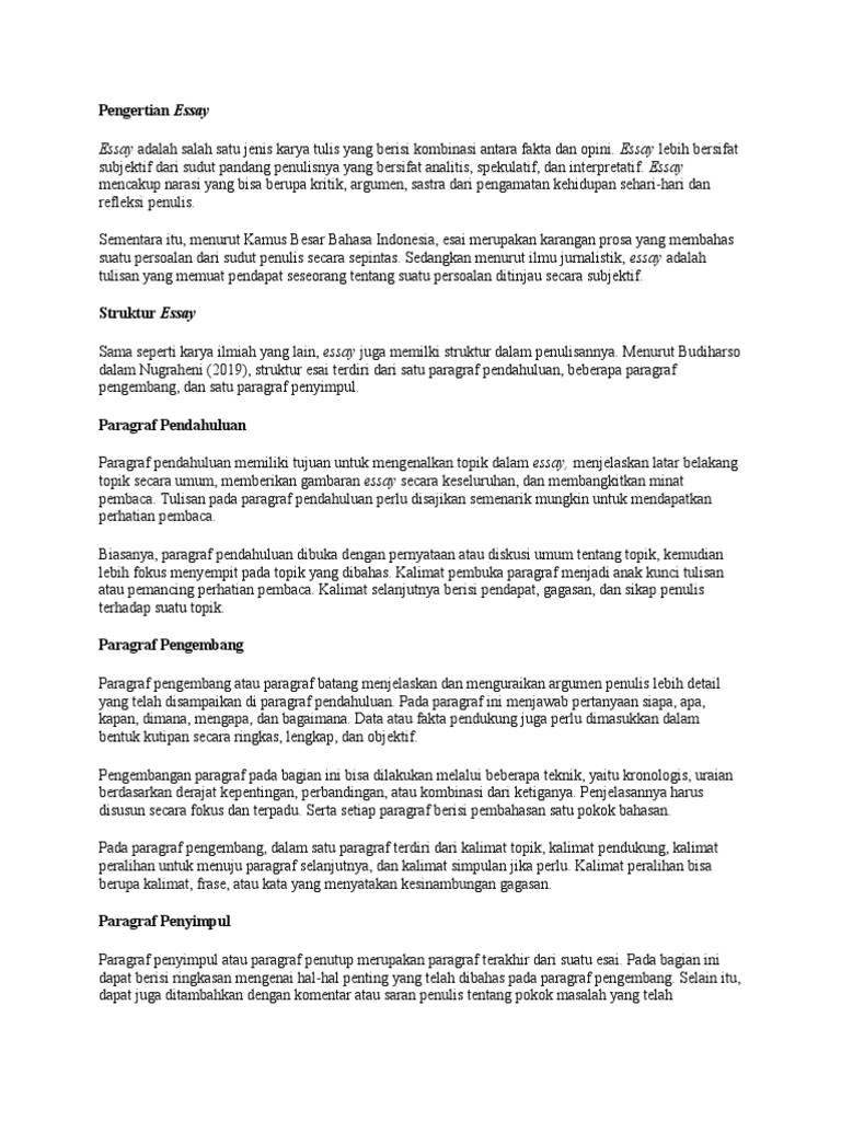 Pengertian Essay Pdf
