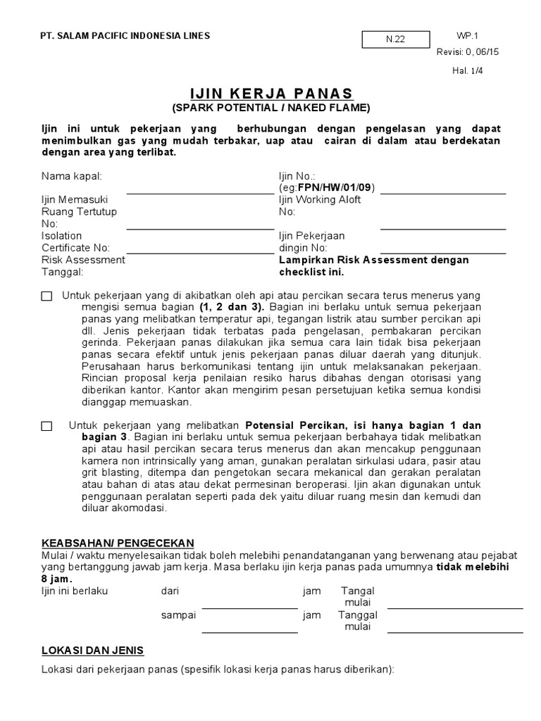 Izin Kerja Panas di Kapal | PDF