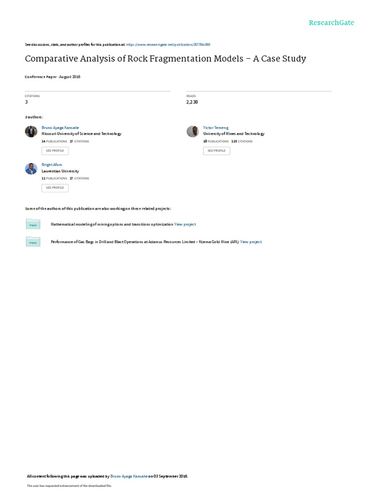 Paper - Comparative Analysis of Rock Fragmentation Models | PDF ...