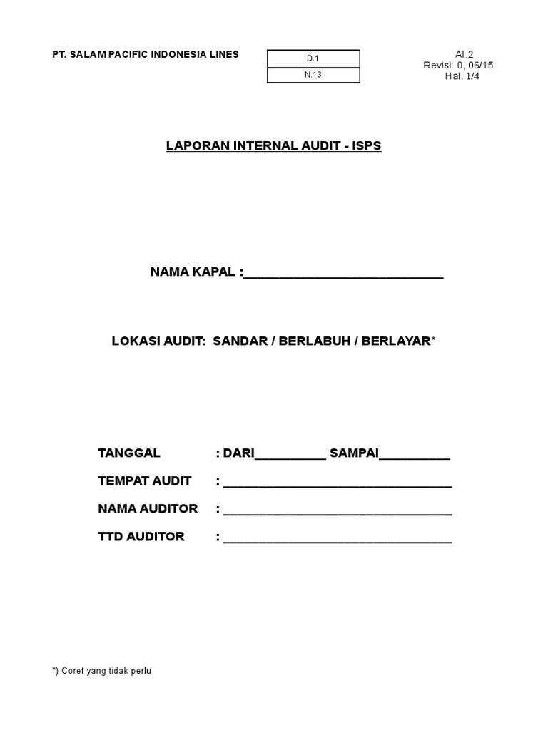 AI.2 Laporan Internal Audit - ISPS | PDF