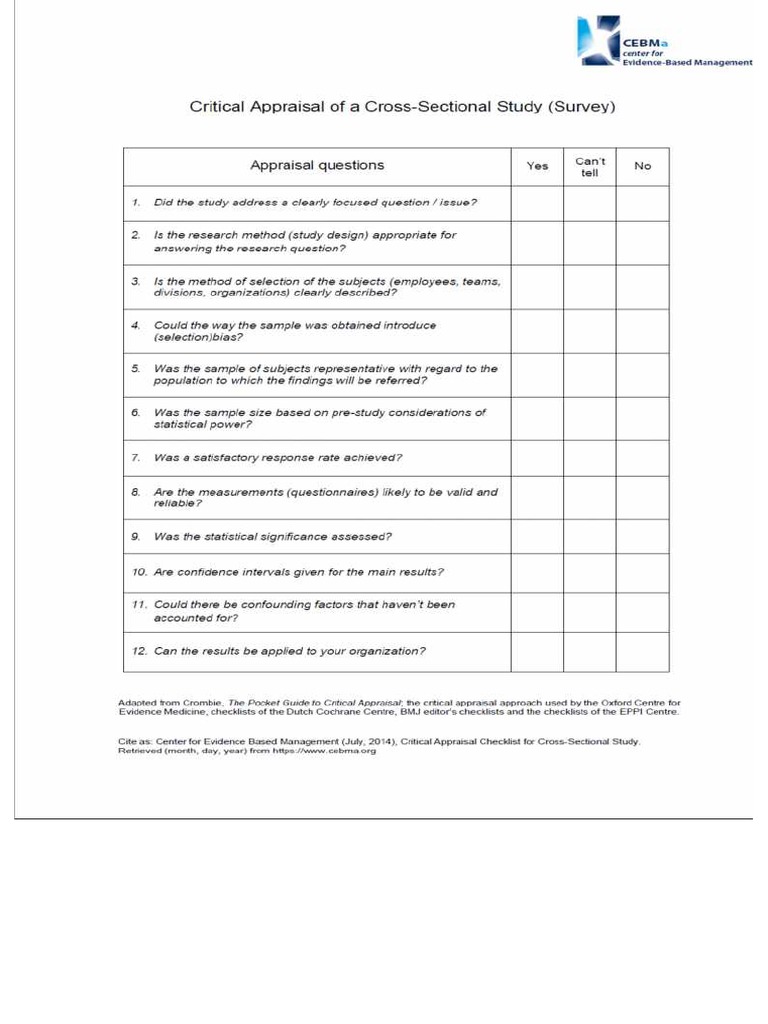 (Template Tugas Critical Appraisal) Cross-Sectional Study | PDF (Template Tugas Critical Appraisal) Cross-Sectional Study | PDF
