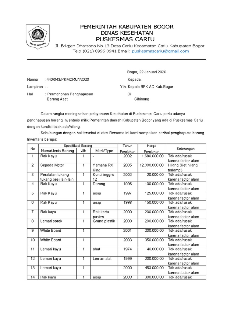 Daftar Penghapusan Barang | PDF
