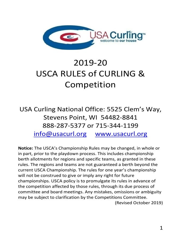 2019-20 Rules of Curling | PDF | Length | Sports
