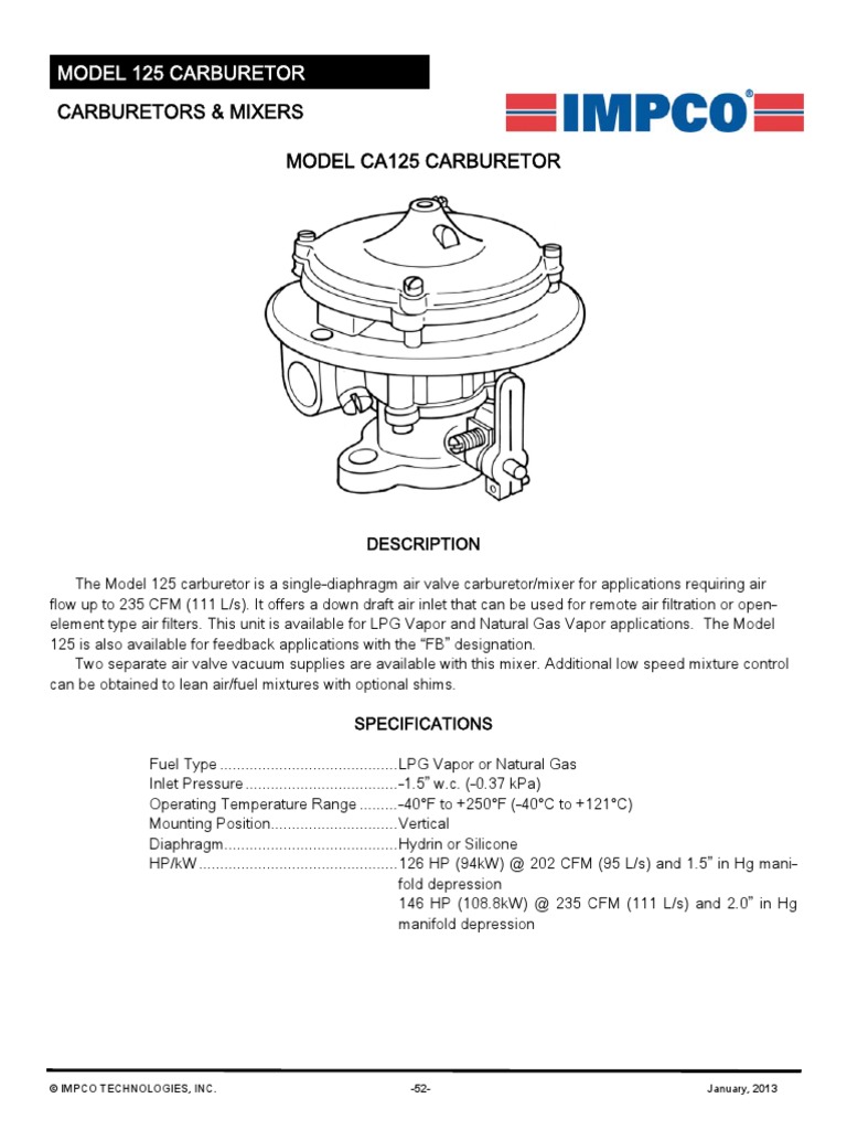 Carburetors & Mixers Model Ca125 Carburetor | PDF | Carburetor | Throttle