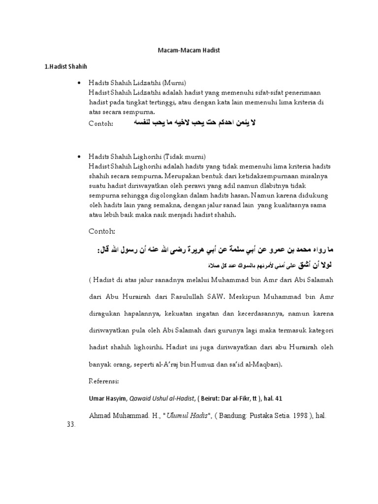 Macam-Macam Hadist | PDF
