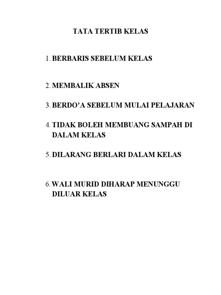 Tata Tertib Kelas | PDF