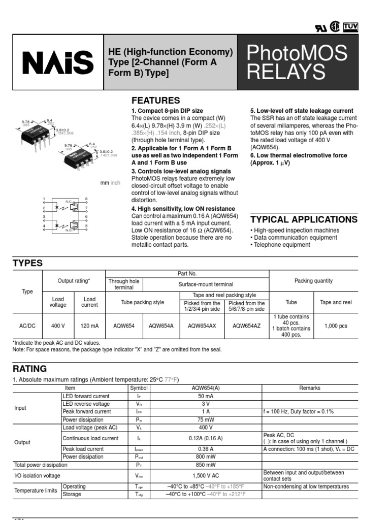 NAIS Datasheet | PDF | Relay | Alternating Current