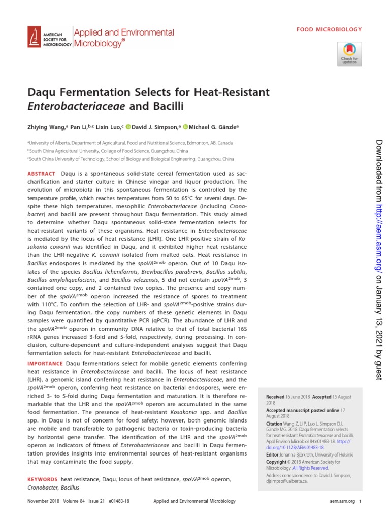 Jurnal Enterobacteriaceae Heat Resistance | PDF | Bacillus | Polymerase ...
