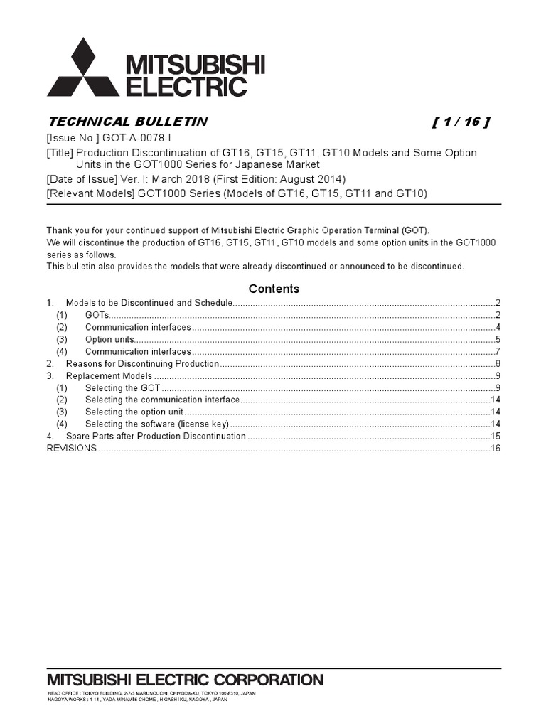 HMI GOT1000 Discontinued & Replacement | PDF | Information Age ...