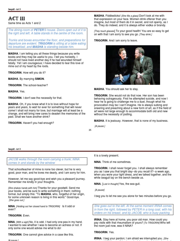 The Seagull Script - Act 3 and 4 | PDF