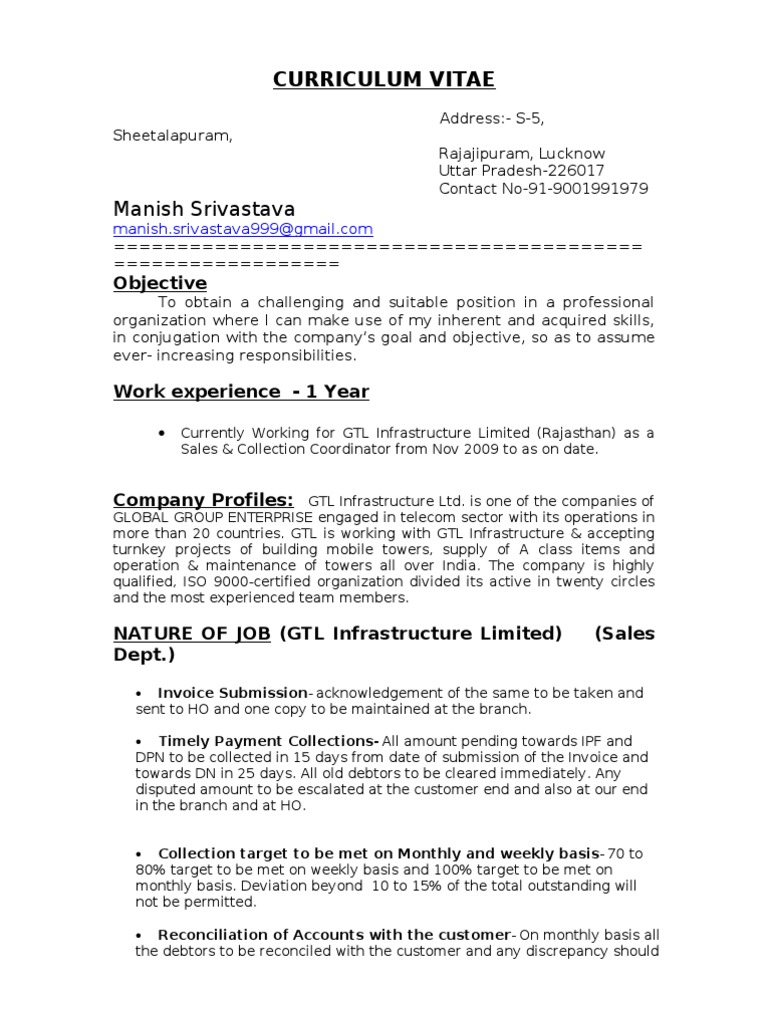 CV - Manish Srivastava | PDF | Business