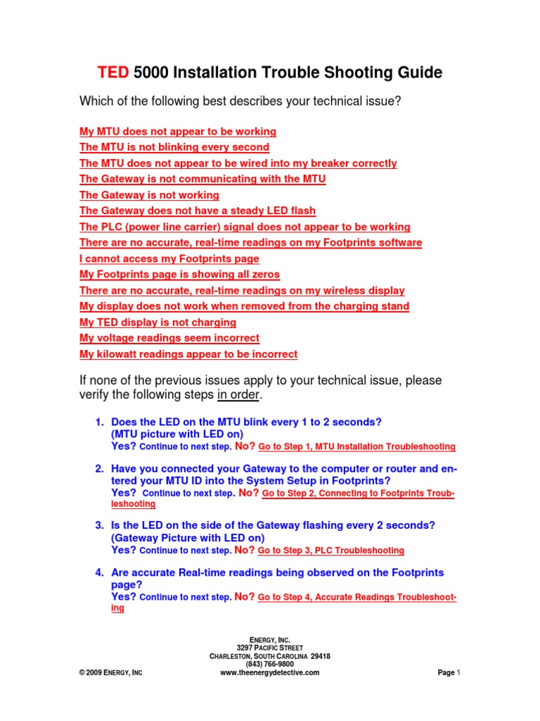 TED 5000 Troubleshooting Guide | PDF | Telecommunications | Electricity
