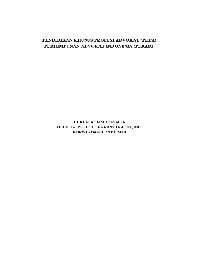 Hukum Acara Perdata PKPA (Materi) | PDF Hukum Acara Perdata PKPA (Materi) | PDF