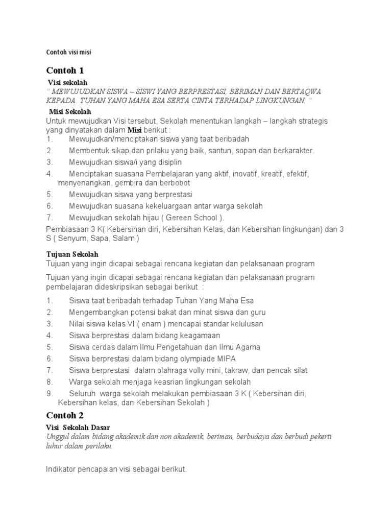 Contoh Visi Misi | PDF