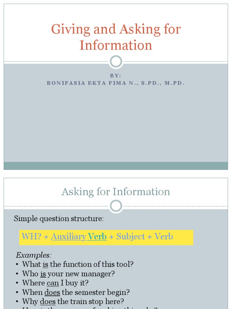 2.giving and Asking Information | PDF | Grammar | Linguistics