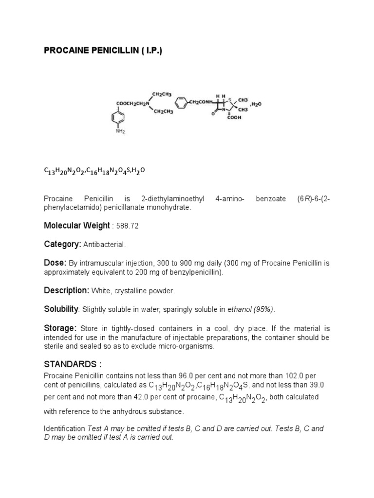 Procaine Penicillin Final | PDF | Nitrate | Penicillin