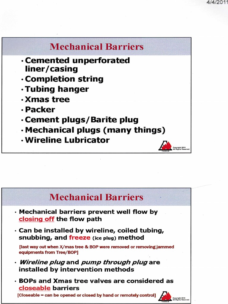 Mechanical Liner/casing String Tree Plugs/barite Things) : Barriers | PDF
