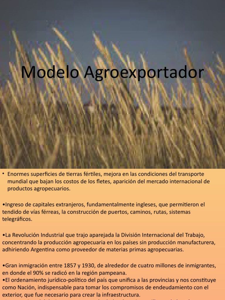 Modelo Agroexportador | PDF | Argentina | Inmigración