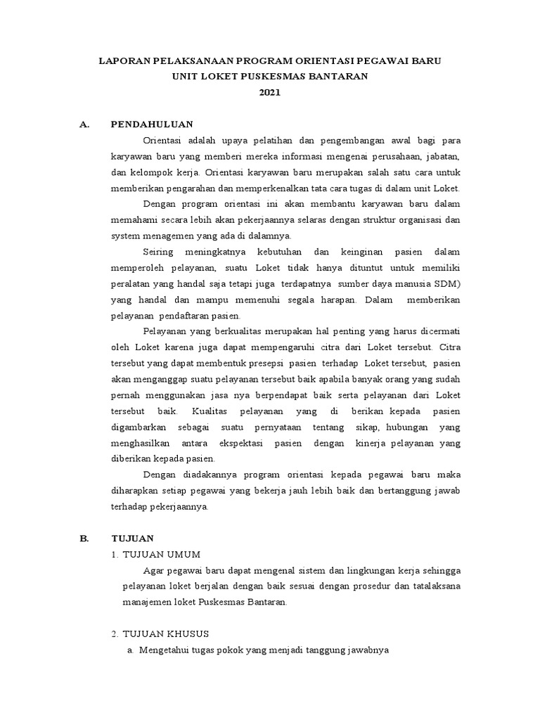 Laporan Orientasi Loket | PDF