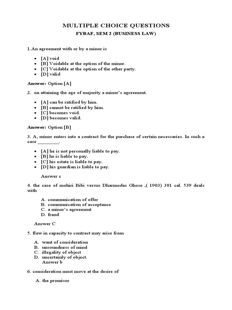 Fybaf Sem 2 Business Law1 Sample Question Bank | PDF | Guarantee | Negotiable Instrument