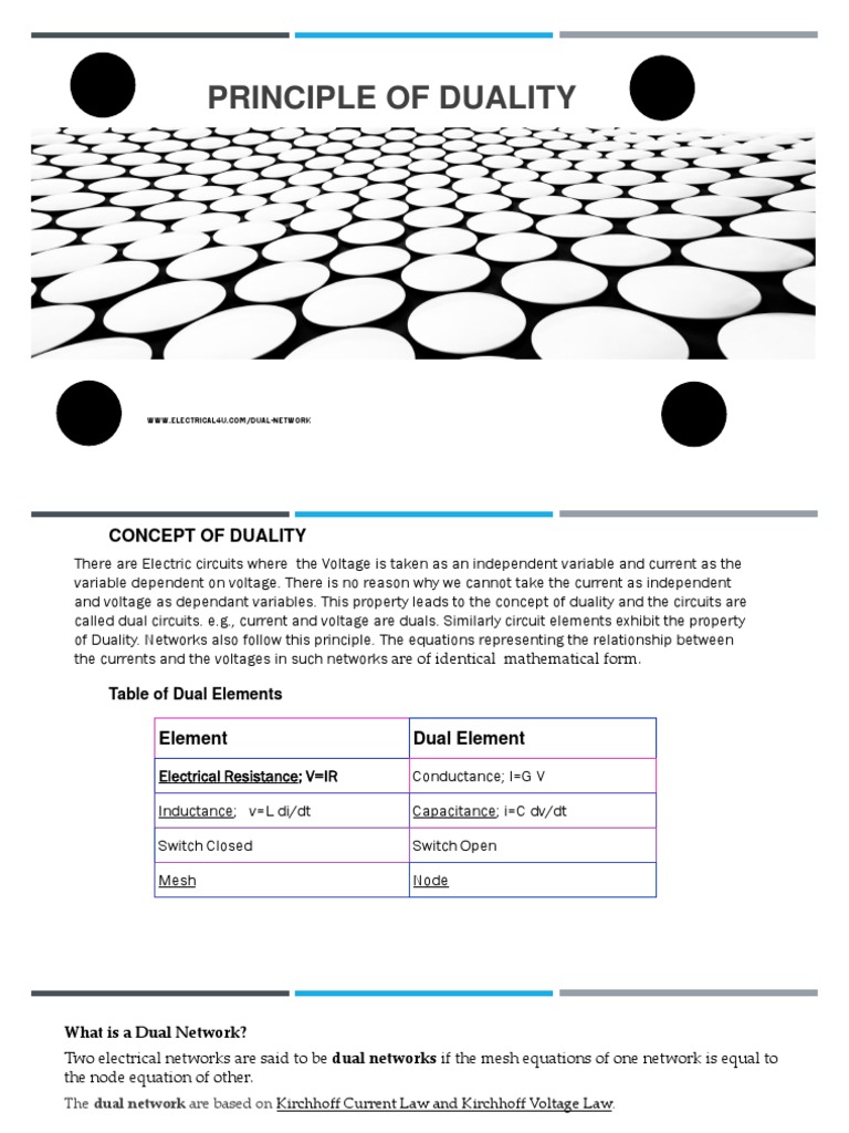 Principle of Duality | PDF | Electrical Network | Voltage