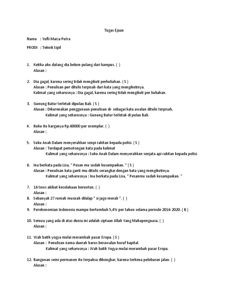Tugas Ejaan | PDF