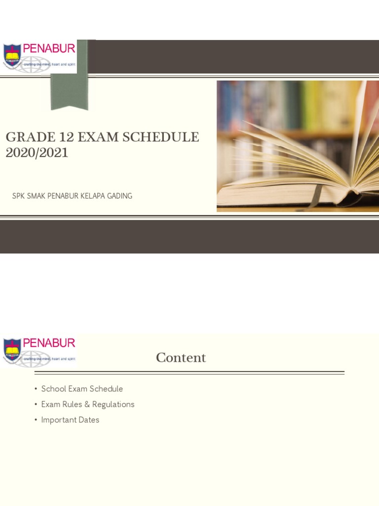 Grade 12 Exam Schedule and Rules for SMAK Penabur Kelapa Gading | PDF ...