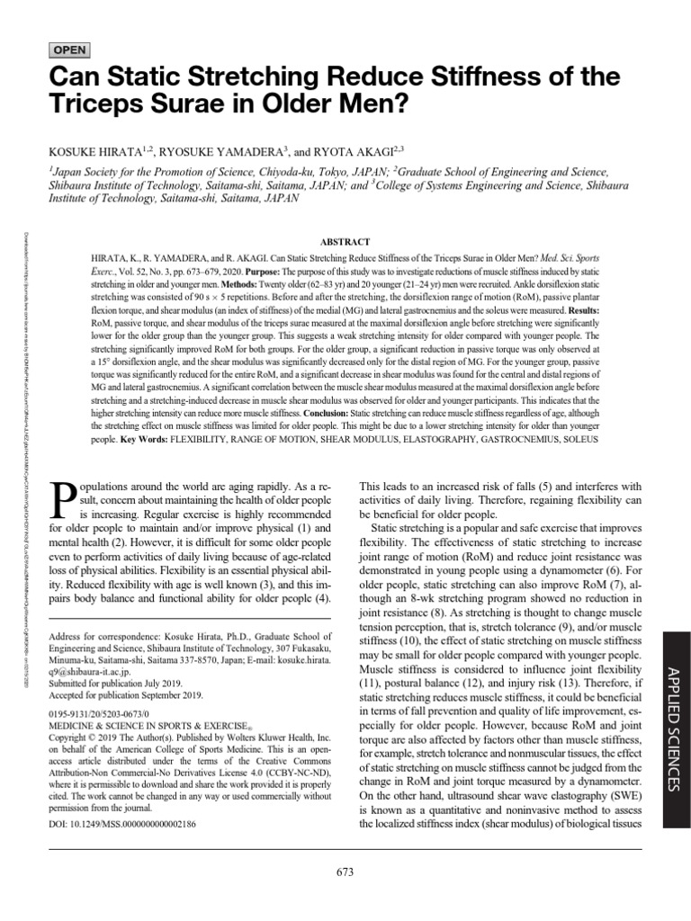 Can Static Stretching Reduce Stiffness of The Triceps Surae | PDF ...