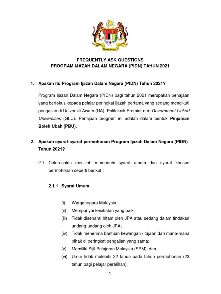Faq Pidn 2021 | PDF
