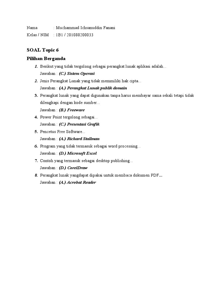 1B1 - Tugas - Perangkat Lunak Aplikasi - 071 | PDF | Komputer