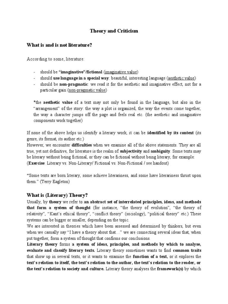 Understanding Literature: Theory & Criticism | PDF | Literary Criticism ...